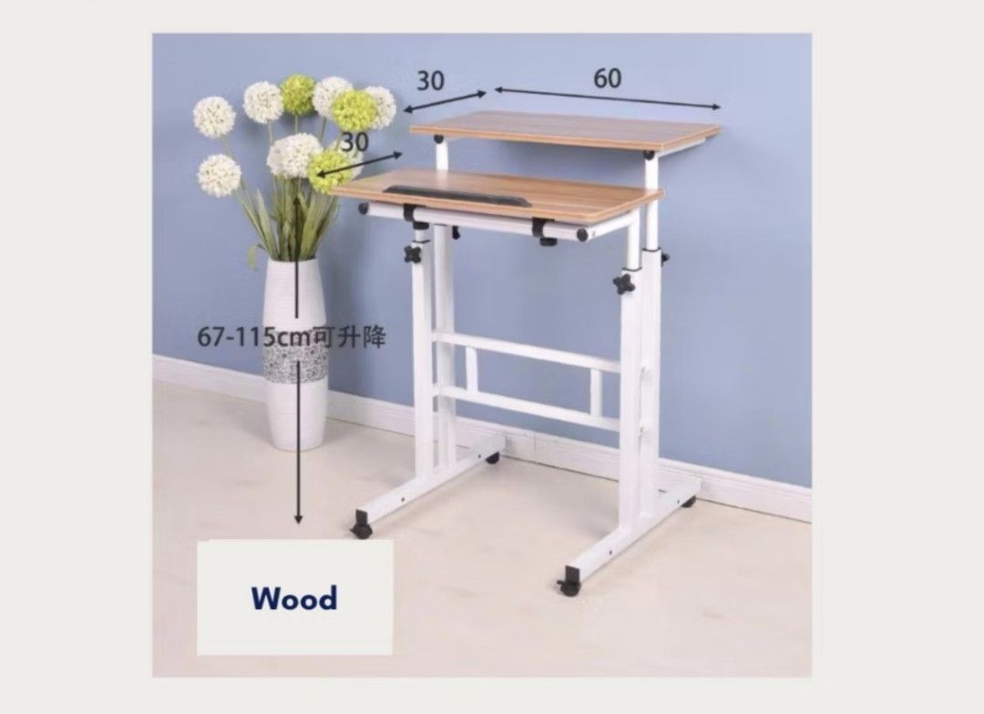 Adjustable Standing Desk - Wood Top, Furniture & Home Living, Furniture ...