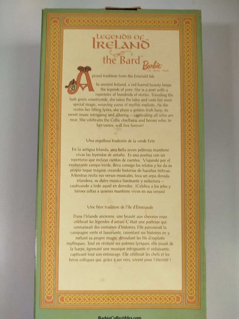 Barbie Limited Edition The Bard Legend of Ireland, Hobbies & Toys, Toys ...