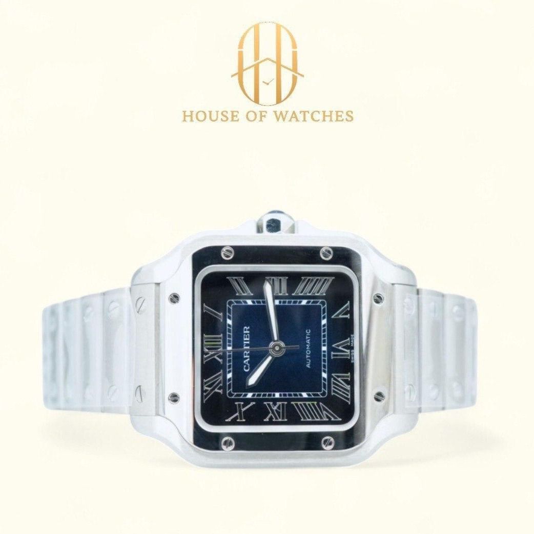 Brand New January 2026 Cartier Santos De Cartier Blue Medium Model ...