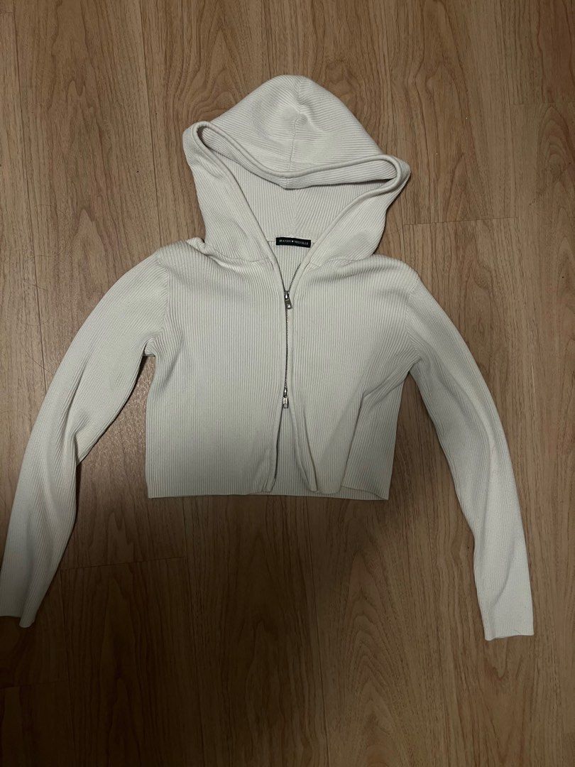 Brandy Melville Ribbed Zip-Up Hoodie, Women's Fashion, Coats, Jackets ...