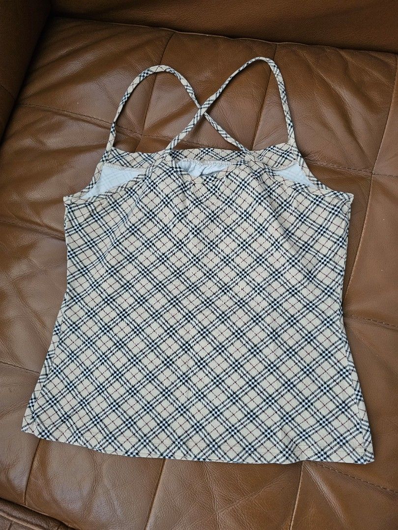 Burberry Blue Label Classic Checked Top Cross Strap Y2k, Women's ...