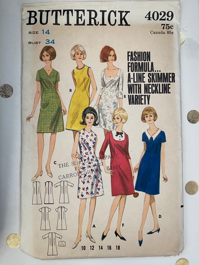 Butterick Vintage Sewing Pattern - A-Line Dresses, Hobbies & Toys ...