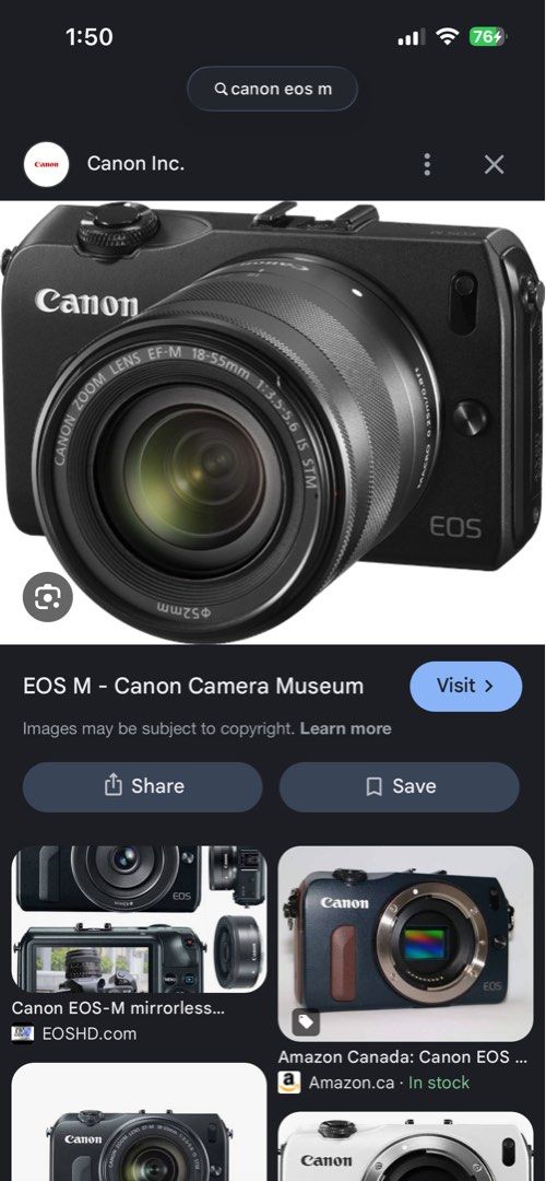 Canon EOS M Mirrorless Camera with 18-55mm Lens, Photography, Cameras ...