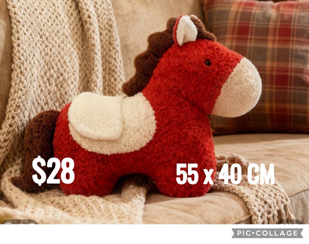 CNY FESTIVE Red Horse Plush, Furniture & Home Living, Home Decor ...