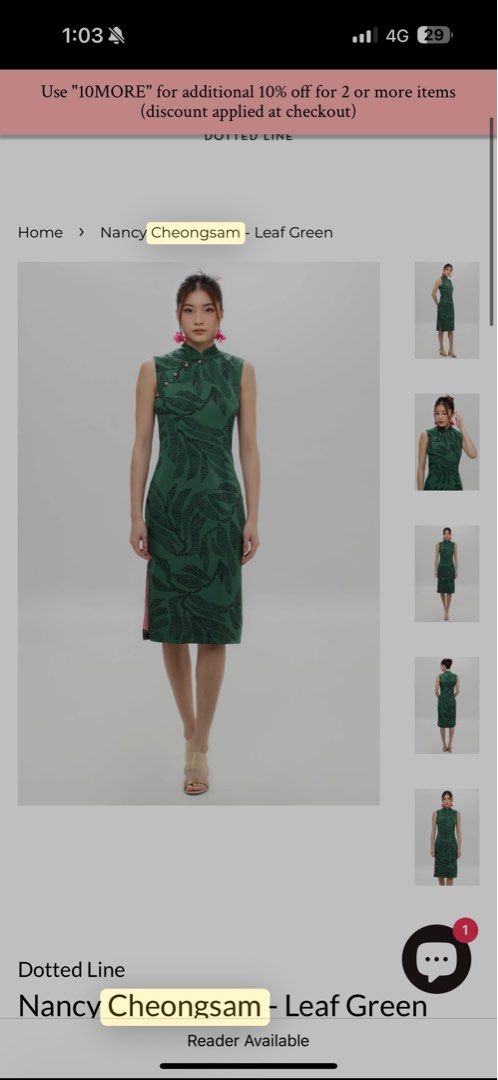 Dotted Line Nancy Cheongsam Leaf Green, Women's Fashion, Dresses & Sets ...