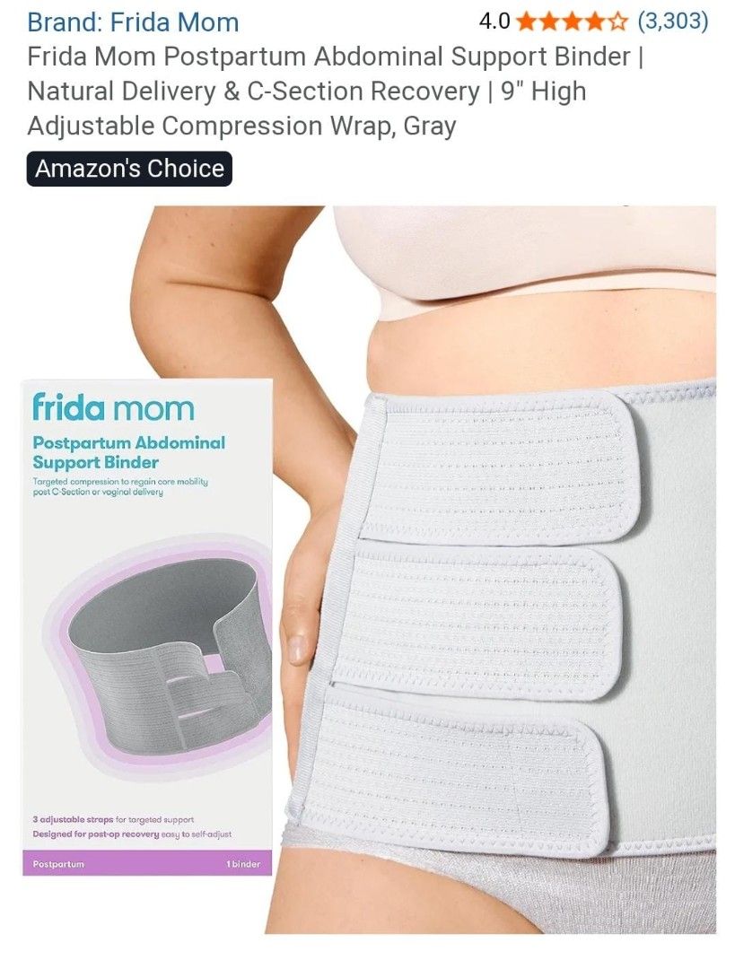 Frida Mom Postpartum Abdominal Support Binder - Gray, Babies & Kids ...