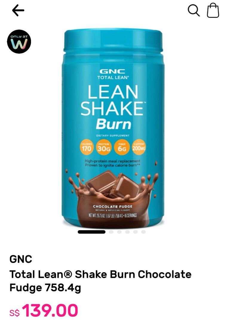 GNC Total Lean Lean Shake Burn - Chocolate Fudge, Health & Nutrition ...