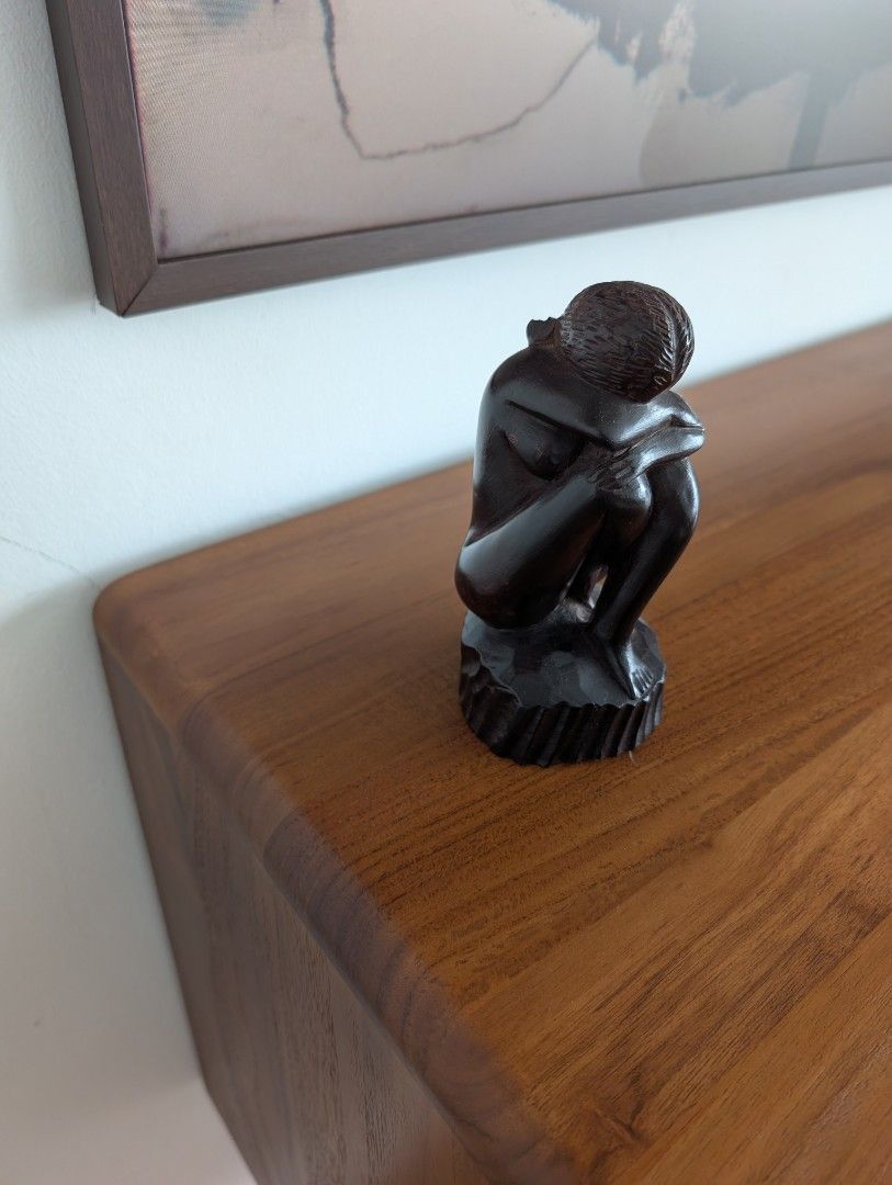 Hand Carved African Woman Wood Statue Sculpture, Furniture & Home ...