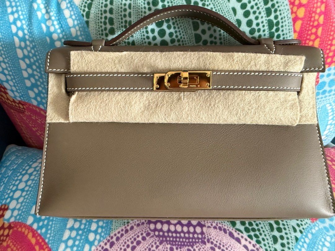New Hermès Kelly Pochette Etoupe K Stamp, Luxury, Bags & Wallets on ...