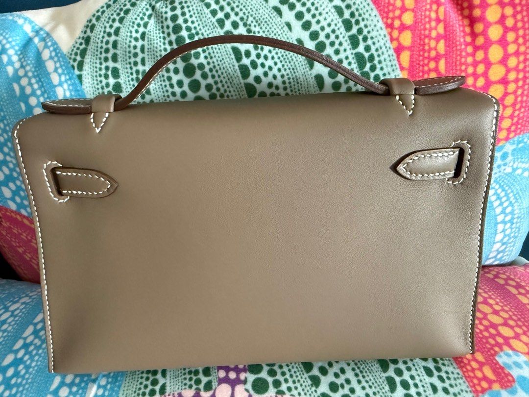 New Hermès Kelly Pochette Etoupe K Stamp, Luxury, Bags & Wallets on ...
