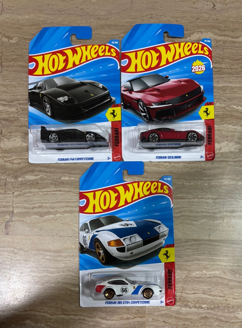 HOT WHEELS FERRARI 365, FERRARI F40 BLACK AND FERRARI 12CILINDRI ...