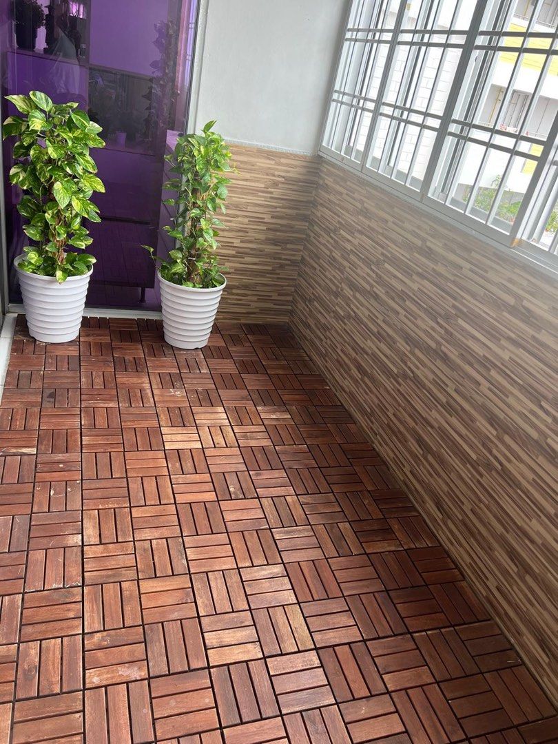 IKEA RUNNEN Wooden Interlocking Deck Tiles, Furniture & Home Living ...