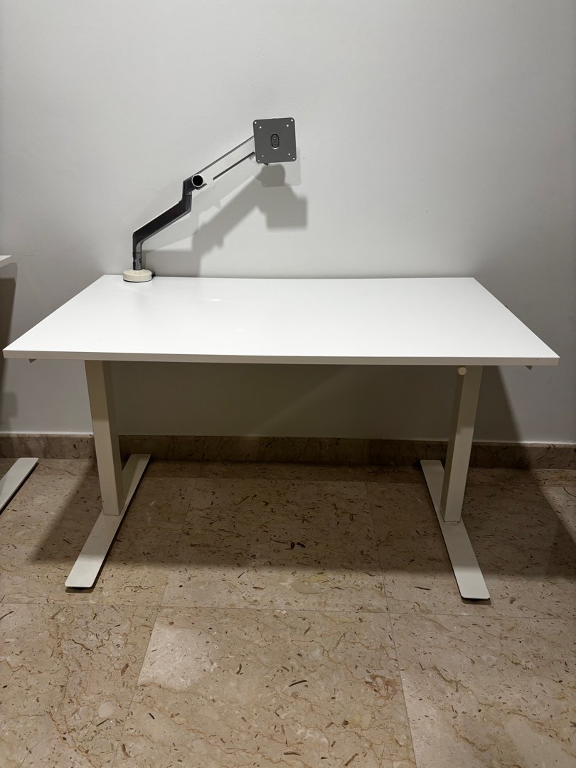 IKEA TROTTEN Sit/Stand Desk with Monitor Arm, Furniture & Home Living ...