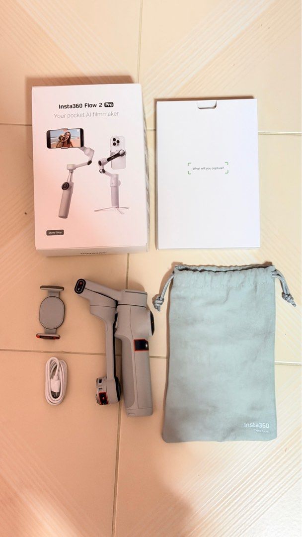 FREE Carry Case + Magnetic Phone Mount - Insta360 Flow 2 Pro (Stone ...