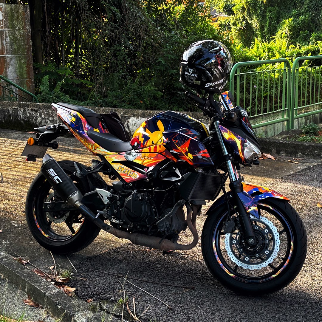 Kawasaki Z400 full body pikachu sticker, Motorcycles, Motorcycles for ...