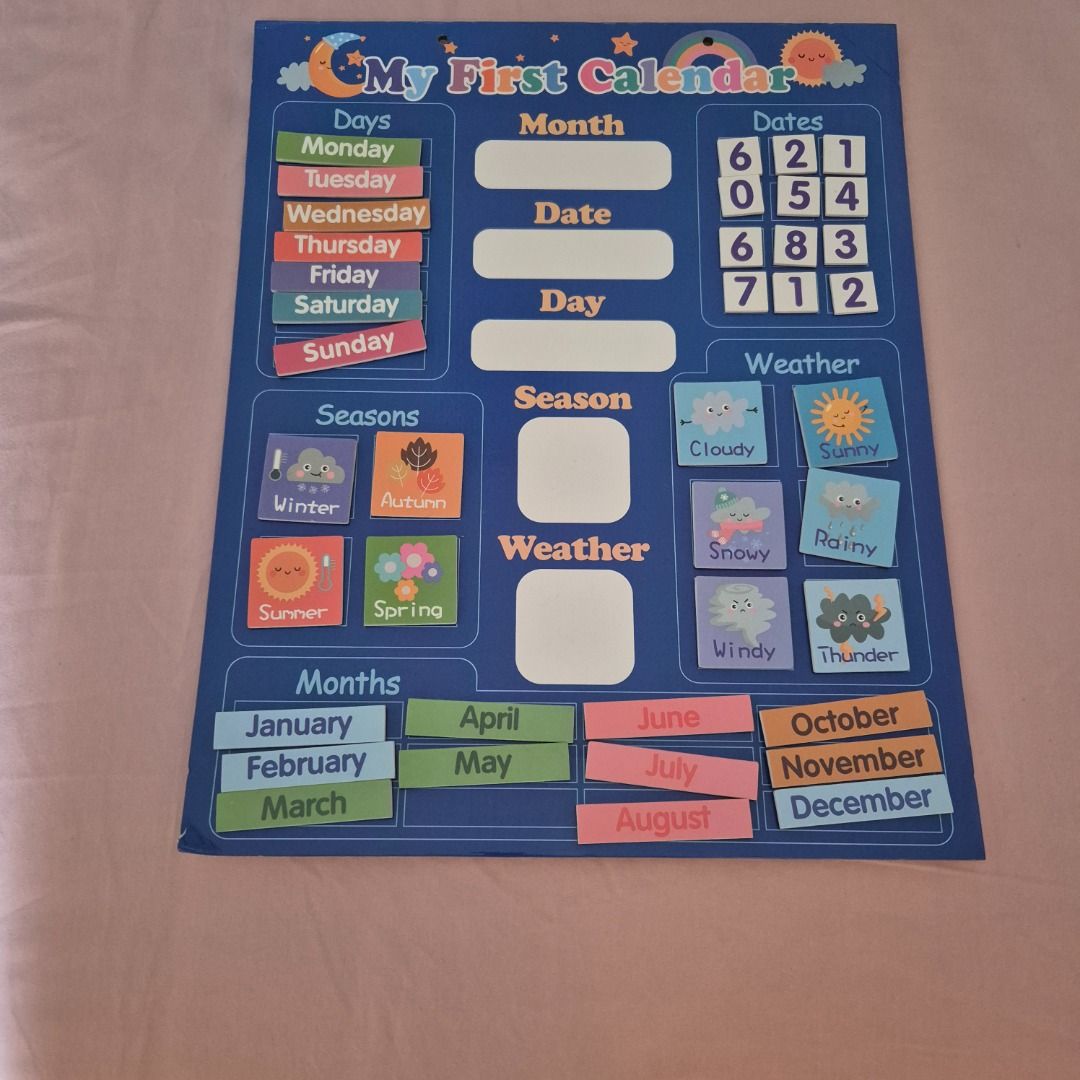 Kid's Magnetic calendar and weather chart, Hobbies & Toys, Toys & Games ...