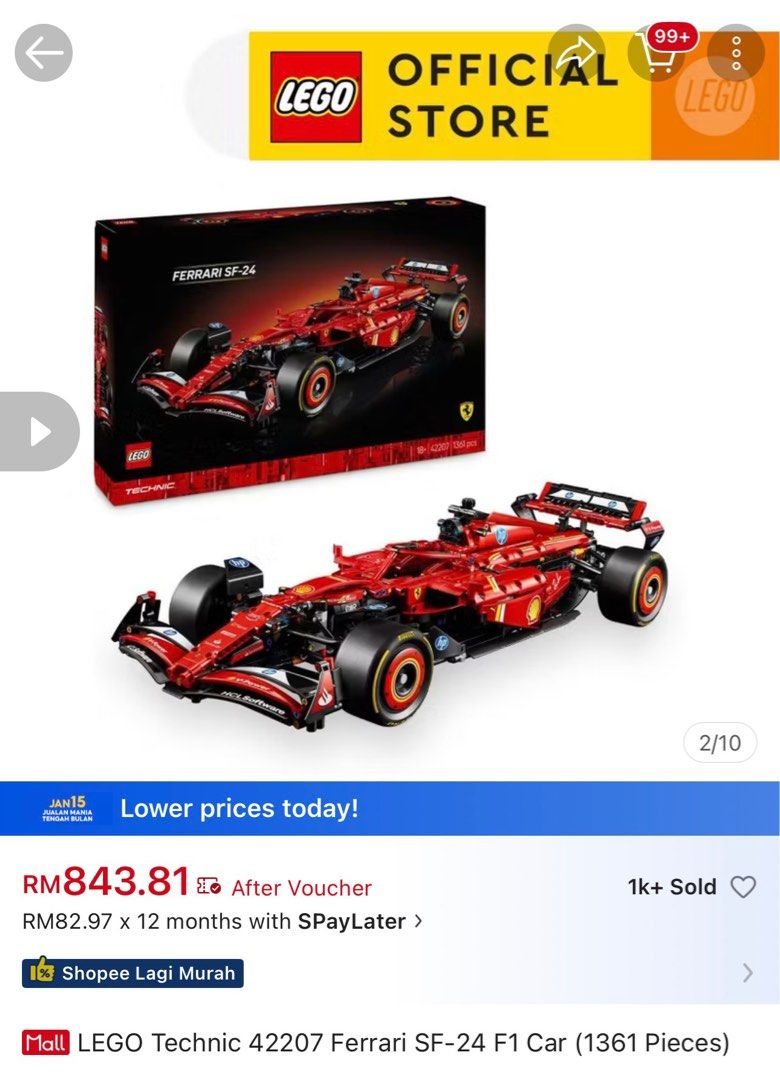 LEGO Technic Ferrari SF-24 F1 Car, Hobbies & Toys, Toys & Games on ...