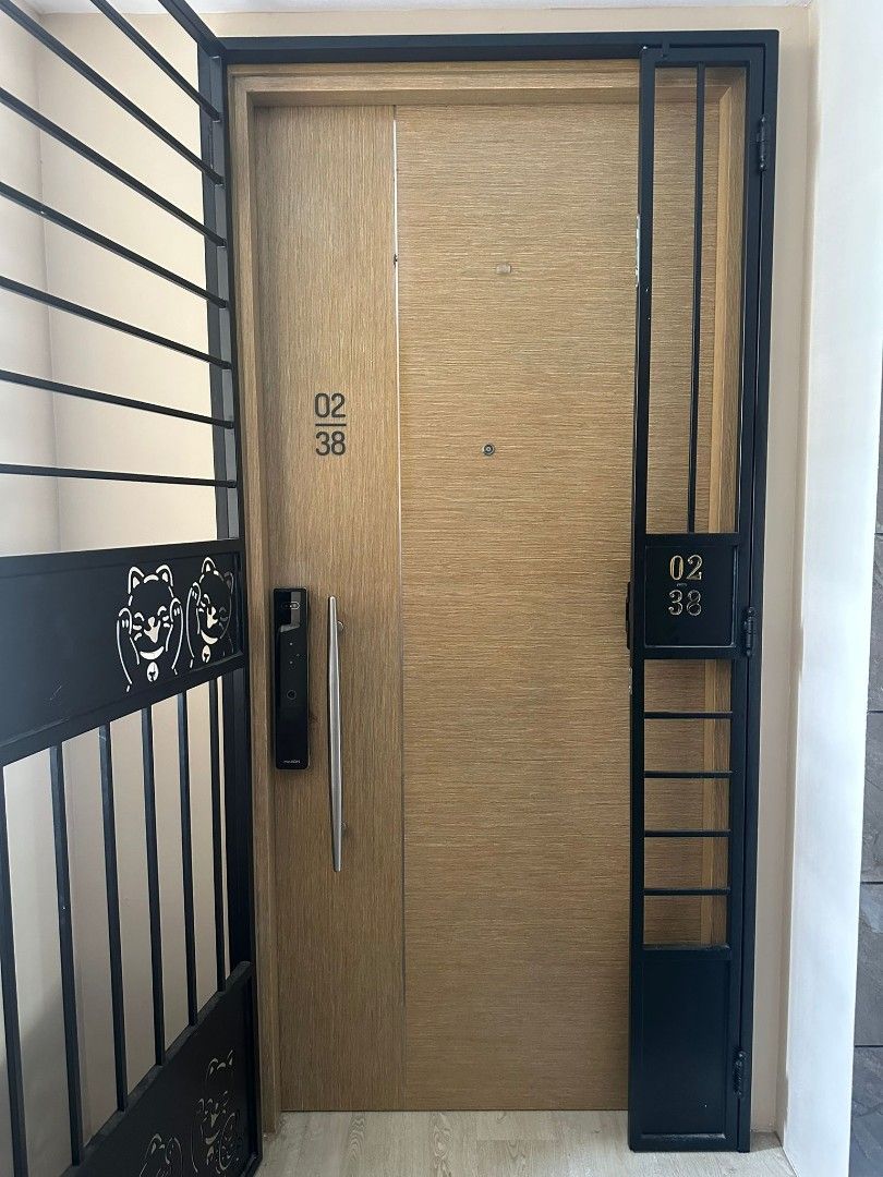 Main Door + Metal Gate + Digital Lock, Furniture & Home Living ...