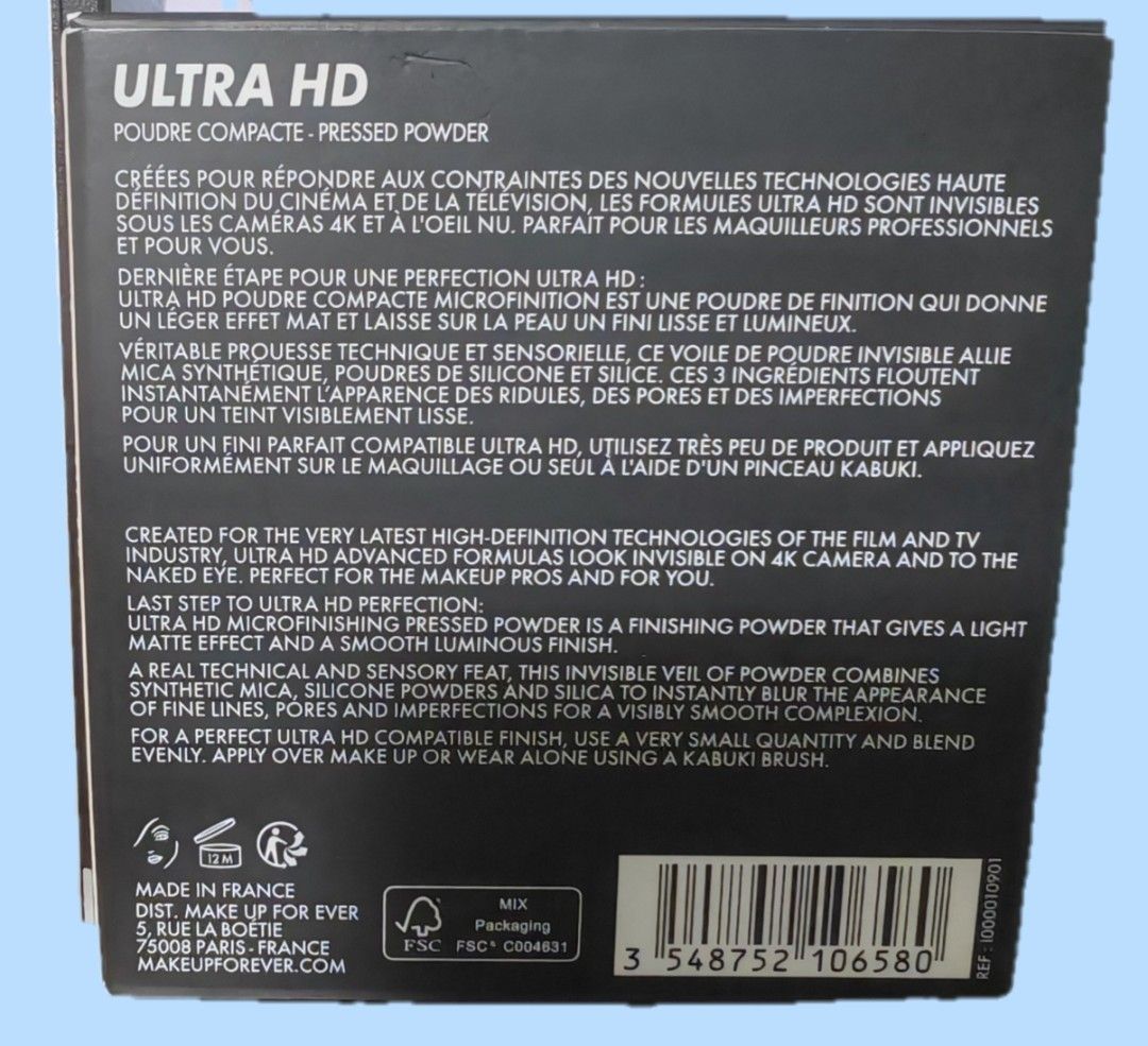 Make Up For Ever Ultra HD Microfinishing Pressed Powder 01, Beauty ...
