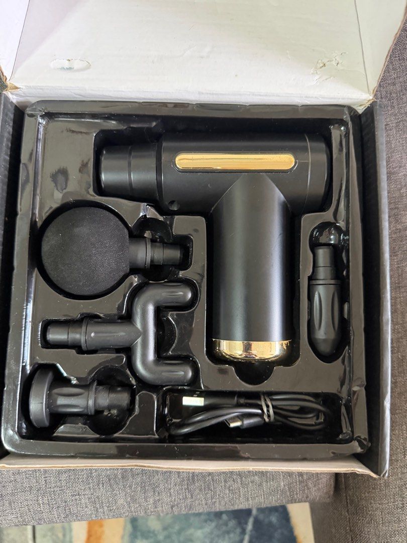 Massage Gun Deep Tissue Massager 4 Heads USB Rechargeable – Like New ...