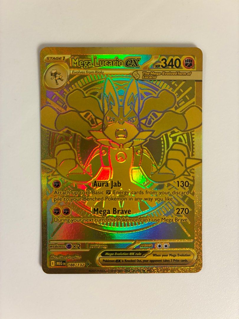 Mega Lucario EX Gold Card 188/132, Hobbies & Toys, Toys & Games on ...