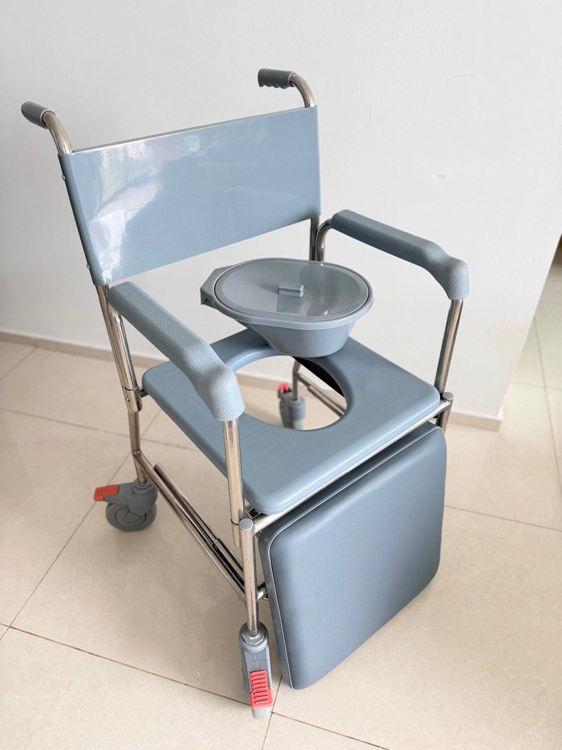 Mobile Commode Chair with Wheels, Health & Nutrition, Assistive ...