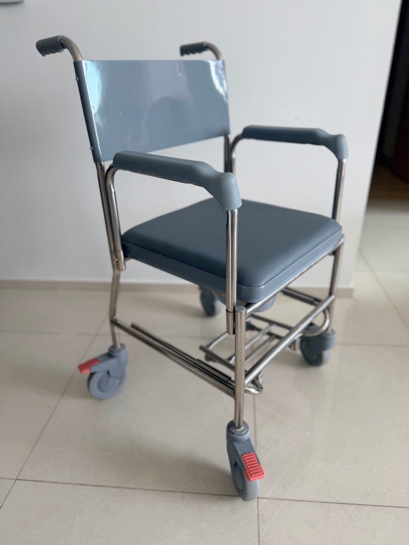 Mobile Commode Chair with Wheels, Health & Nutrition, Assistive ...