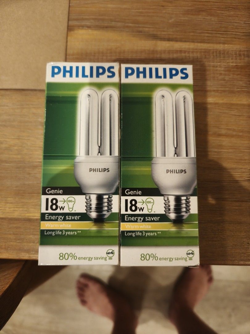 Philips Genie 18W Energy Saving Light Bulbs, Furniture & Home Living ...