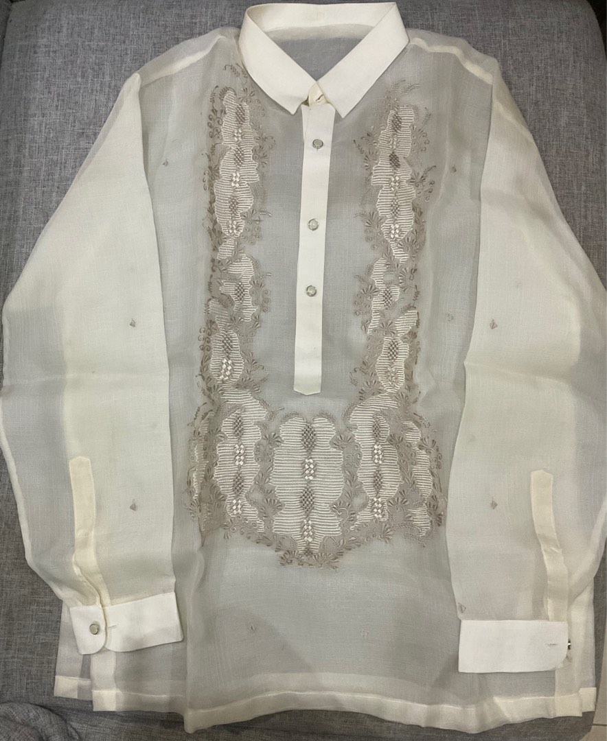Pina-Jusi Barong Tagalog (with Stain), Men's Fashion, Tops & Sets ...