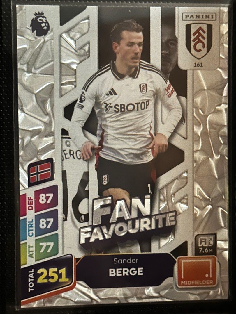 PREMIER LEAGUE PLUS 2025 FAN FAVORITE 161 SANDER BERGE FULHAM, Hobbies ...