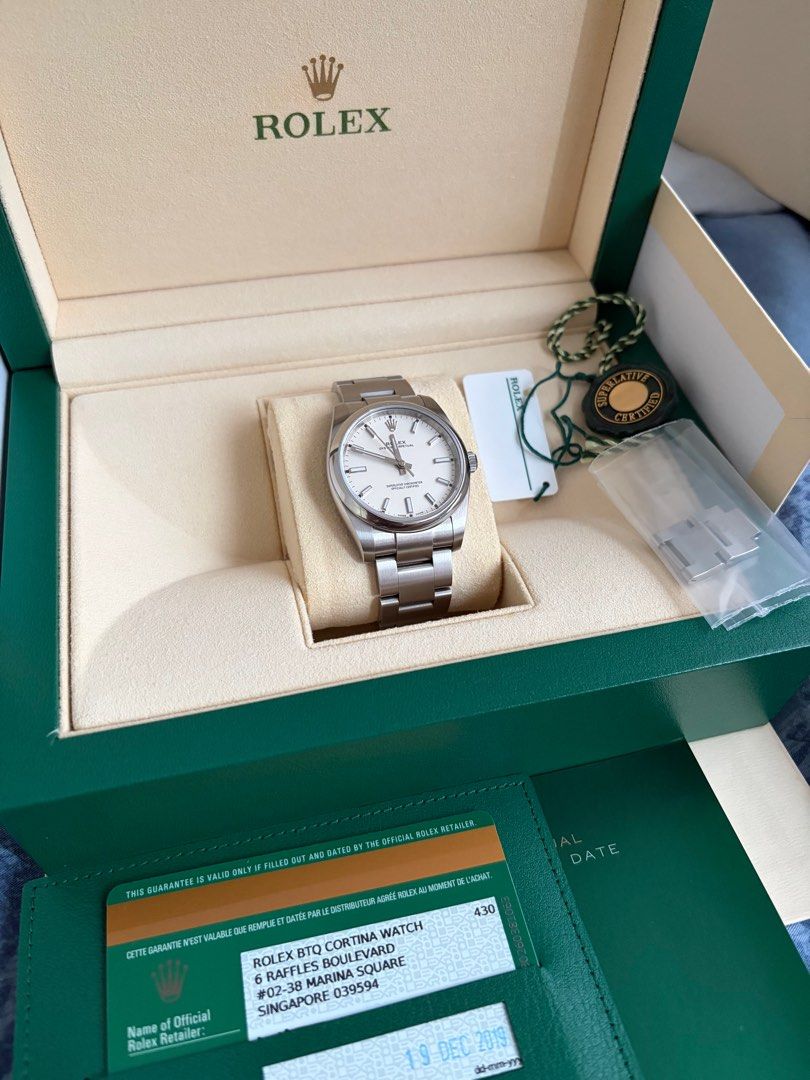 Rolex oyster perpetual 34 white , Luxury, Watches on Carousell