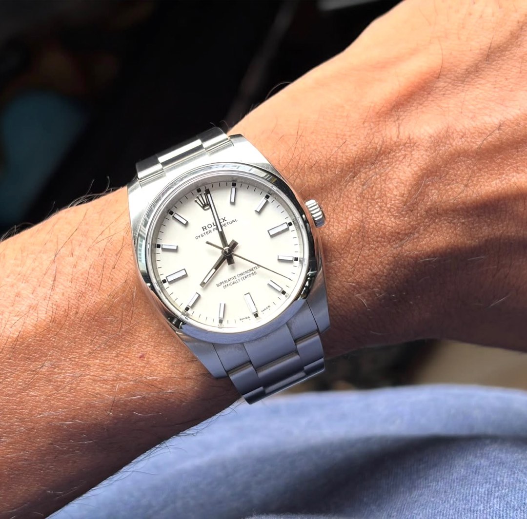 Rolex oyster perpetual 34 white , Luxury, Watches on Carousell