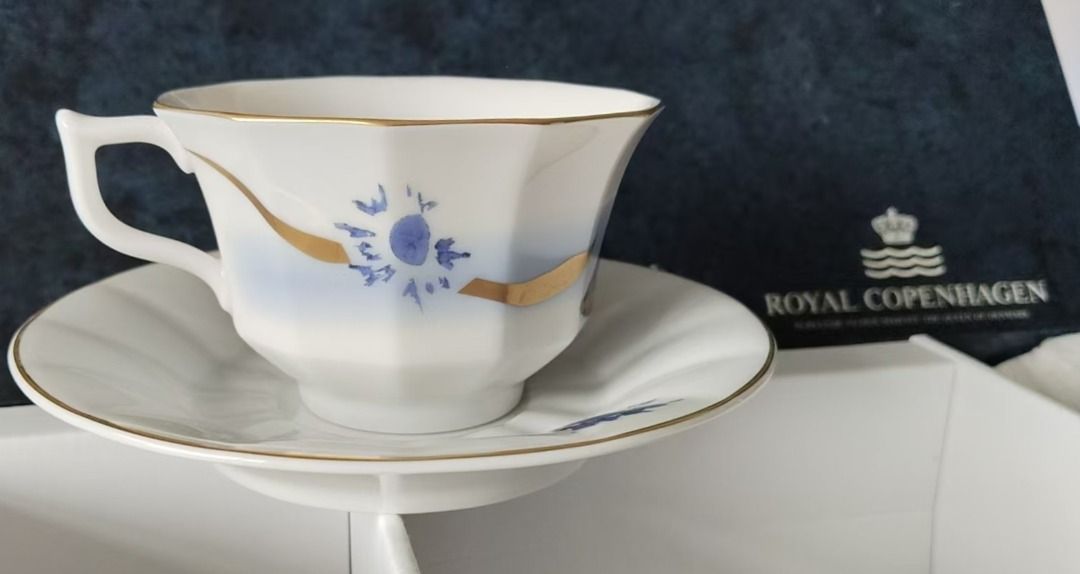 Royal Copenhagen Sun Moon Tensho Tomigoku Blue Fuji Tea Cup Set of 5 ...