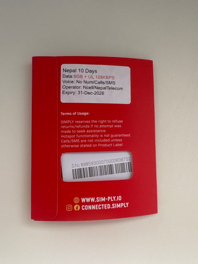 Simply Ncell Nepal SIM Card - 6GB Data, Mobile Phones & Gadgets, Mobile & Gadget Accessories ...