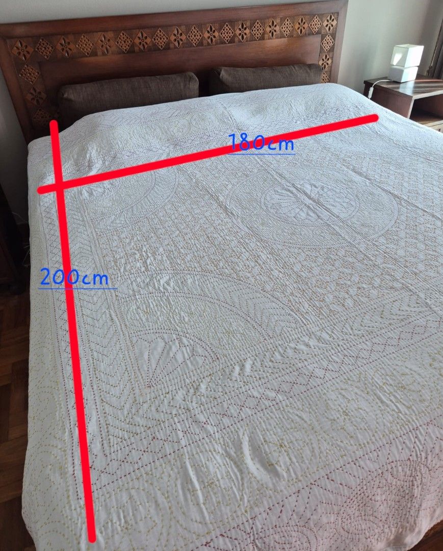 Teak Wood Bed Frame with Carved Details, Furniture & Home Living ...