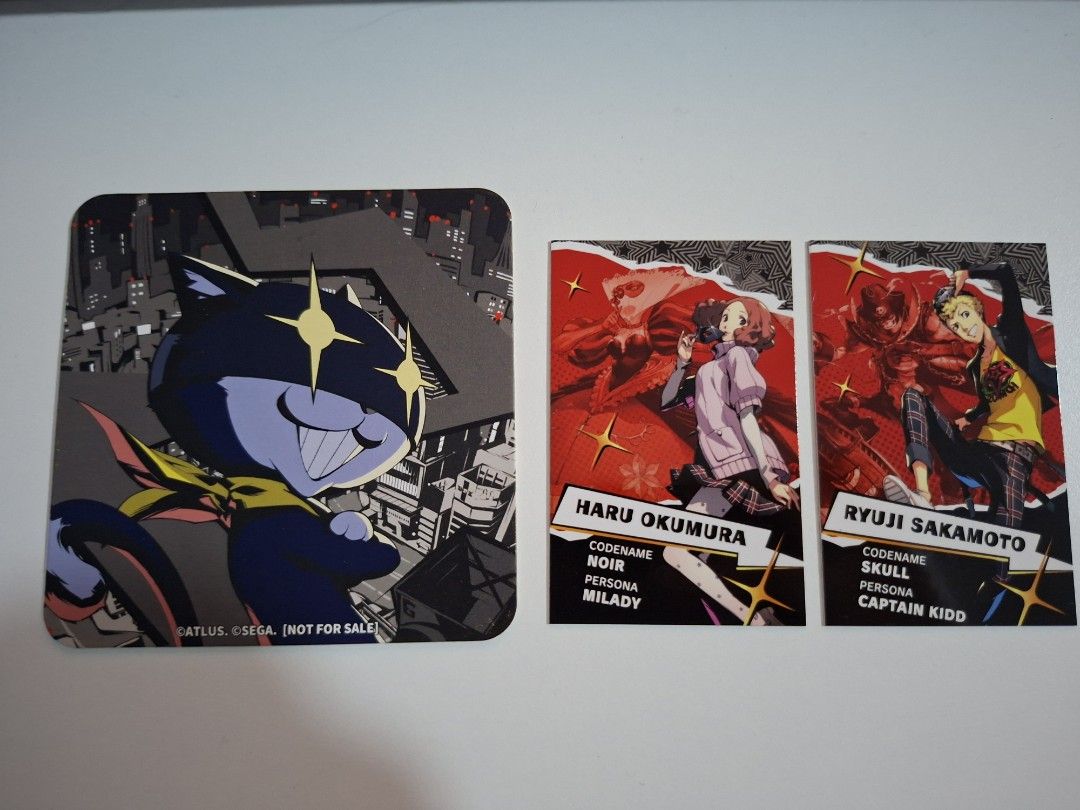 [TRADE] Persona 5 Aniplus Cafe Coaster and Profile cards (Morgana, Haru ...
