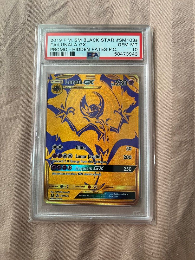 WTS Sun & Moon Hidden Fates PSA10 Lunala GX SM103a Black Star Promo Not ...