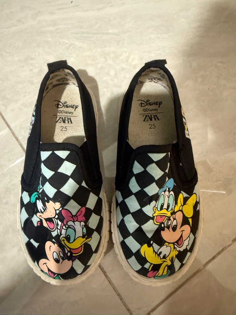 Zara Disney Mickey Mouse Slip-on Shoes - Size 25, Babies & Kids, Babies ...