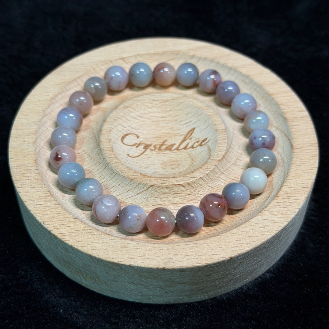 🍁 Yan Yuan Agate Bracelet Round Beads Natural Crystal Quartz 8.3mm ...