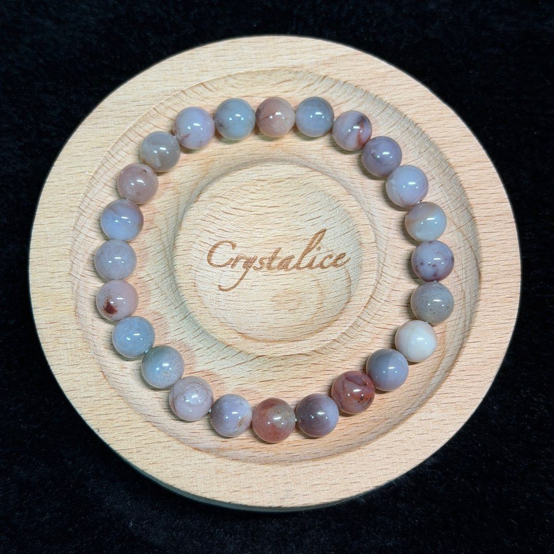 🍁 Yan Yuan Agate Bracelet Round Beads Natural Crystal Quartz 8.3mm ...