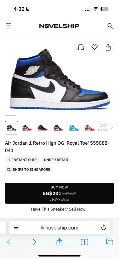 Air Jordan 1 Retro High OG 'Royal Toe', Men's Fashion, Footwear ...