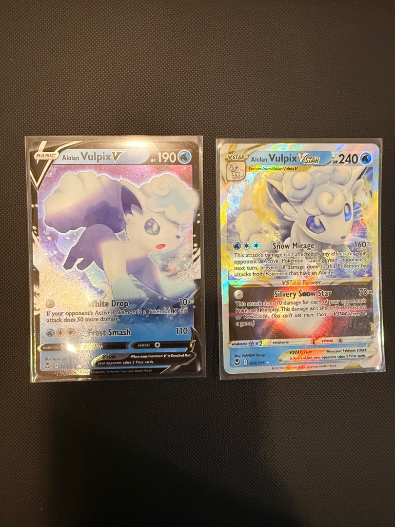 Alolan Vulpix V 033/195 & Vulpix VSTAR 034/195 Set Silver Tempest ...