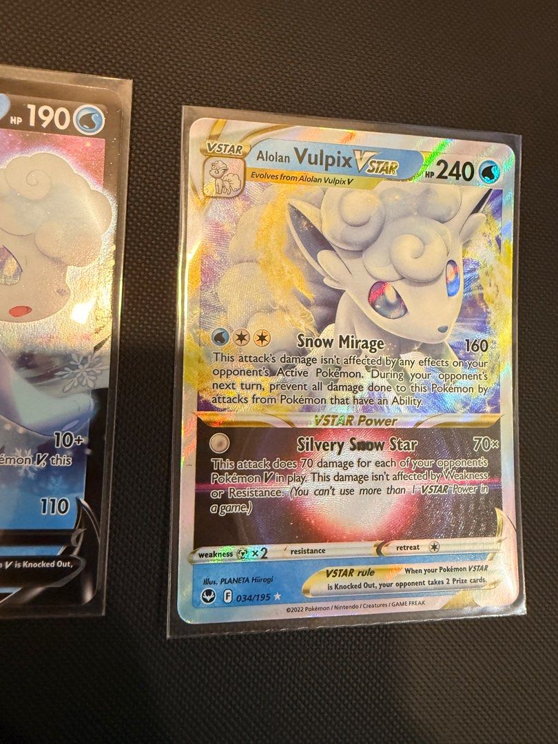 Alolan Vulpix V 033/195 & Vulpix VSTAR 034/195 Set Silver Tempest ...