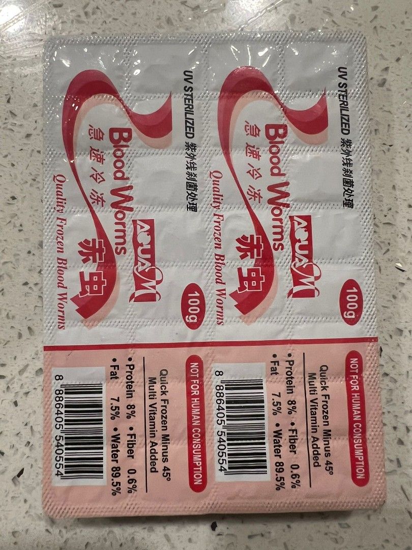 AquaM Frozen Blood Worms - 100g, Pet Supplies, Pet Food on Carousell