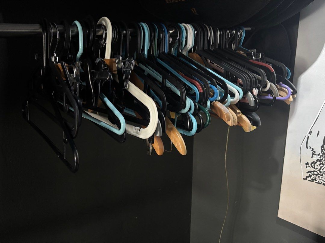 Assorted Clothes Hangers - Various Colors and Styles, Furniture & Home ...