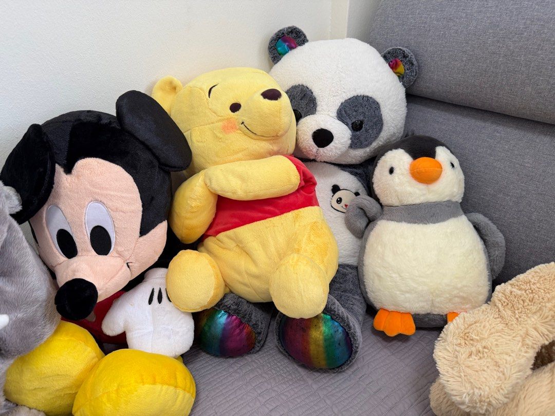 Assorted Plush Toys - Mickey, Winnie the Pooh, Panda, Penguin, Hobbies ...