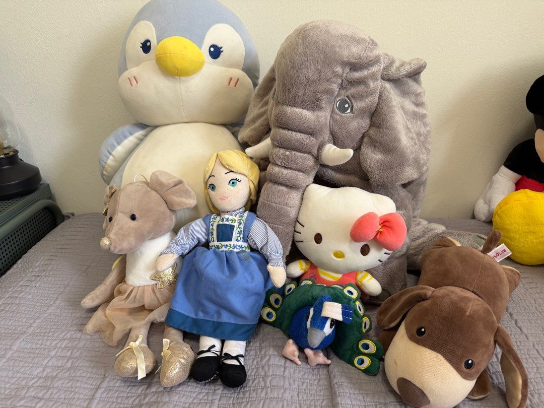 Assorted Plush Toys - Penguin, Elephant, Hello Kitty, and More ...