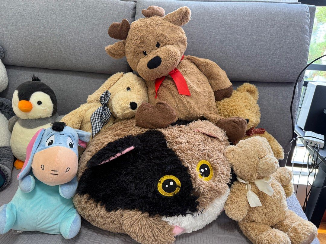 Assorted Plush Toys - Reindeer, Dog, Cat, Penguin, Eeyore, Teddy Bears ...