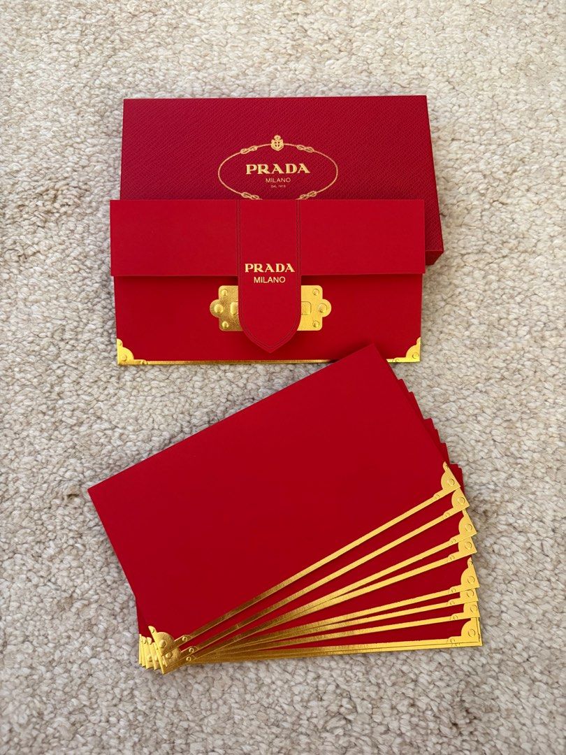 Authentic Prada Red Packets with Box, Luxury, Accessories on Carousell