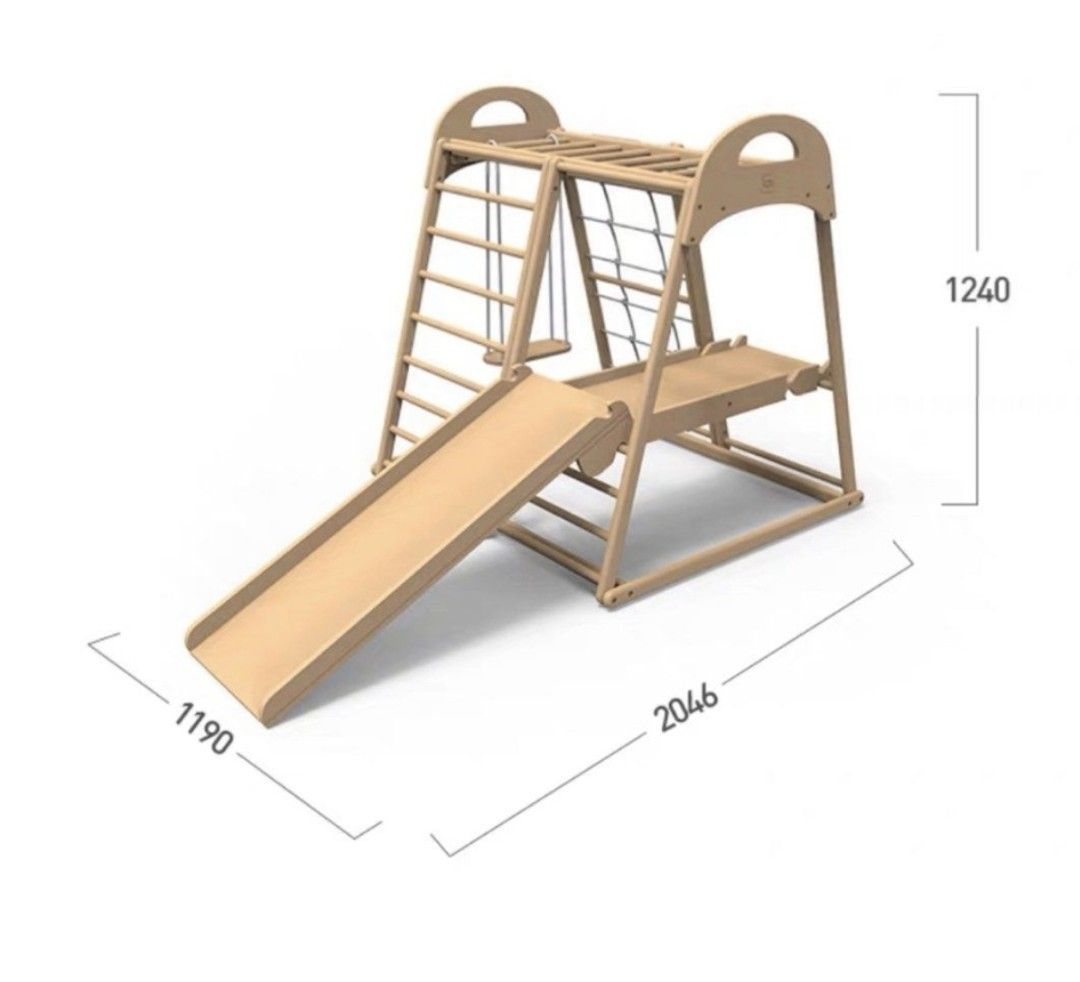 Bolin Bolon Wooden Indoor Play Gym with Slide, Babies & Kids, Infant ...